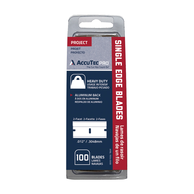 ASR66-0448 - "AccuTec Pro Single Edge Razor Blades .012 2 Facet, 100 per box"