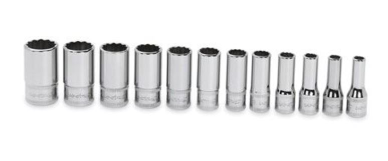 60489 - 12-point semi deep socket set, 3/8 drive
