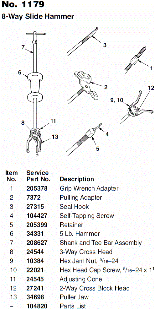 1179 - Silver Slapper 8-Way Slide Hammer Set