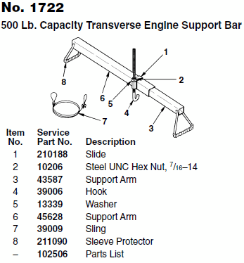 1722 - Transverse Engine Support Bar